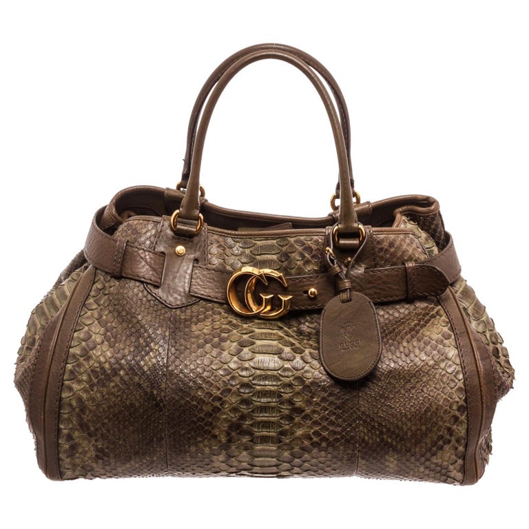 Gucci Green Python GG Running Tote Bag For Sale at 1stDibs
