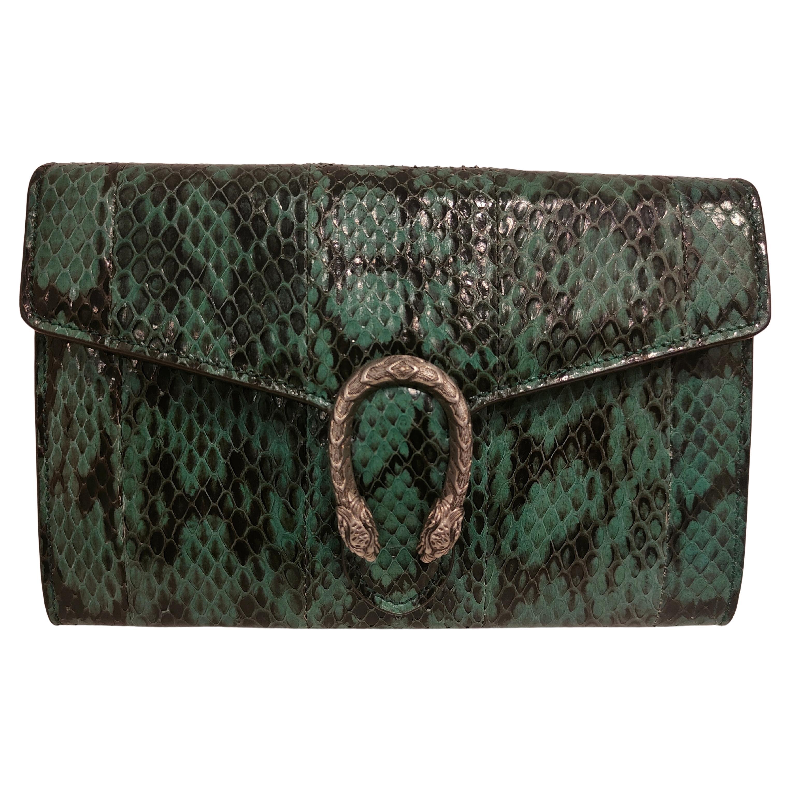 Gucci green python shoulder bag NWOT For Sale at 1stDibs