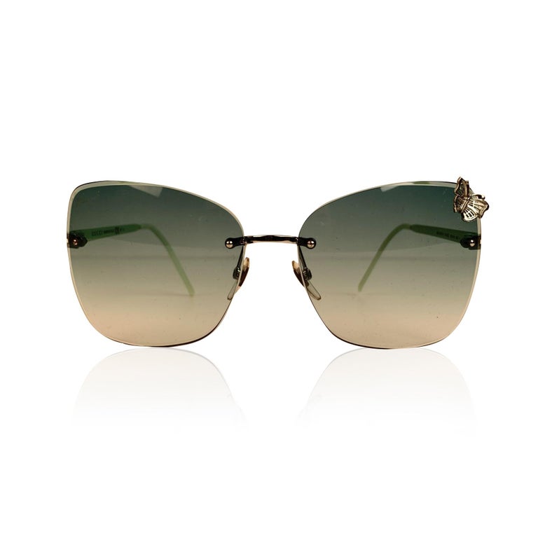 Gucci Green Rimless Sunglasses GG 4217/S Butterflies 62/16 130 mm For ...