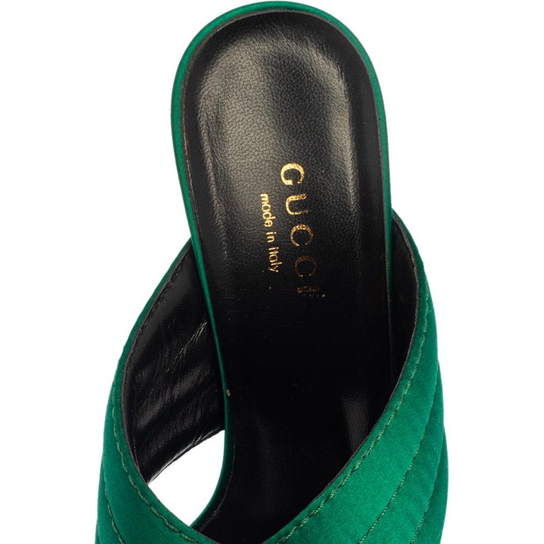 Gucci Green Satin Crisscross Mule Sandals Size 35.5 at 1stDibs