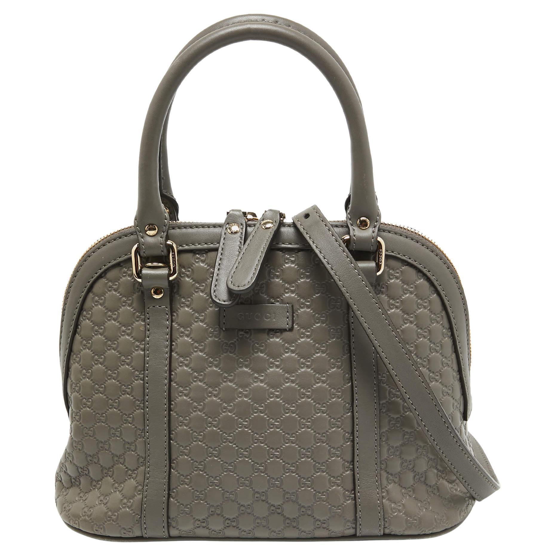 Gucci Grey Microguccissima Leather Mini Nice Dome Bag For Sale at 1stDibs