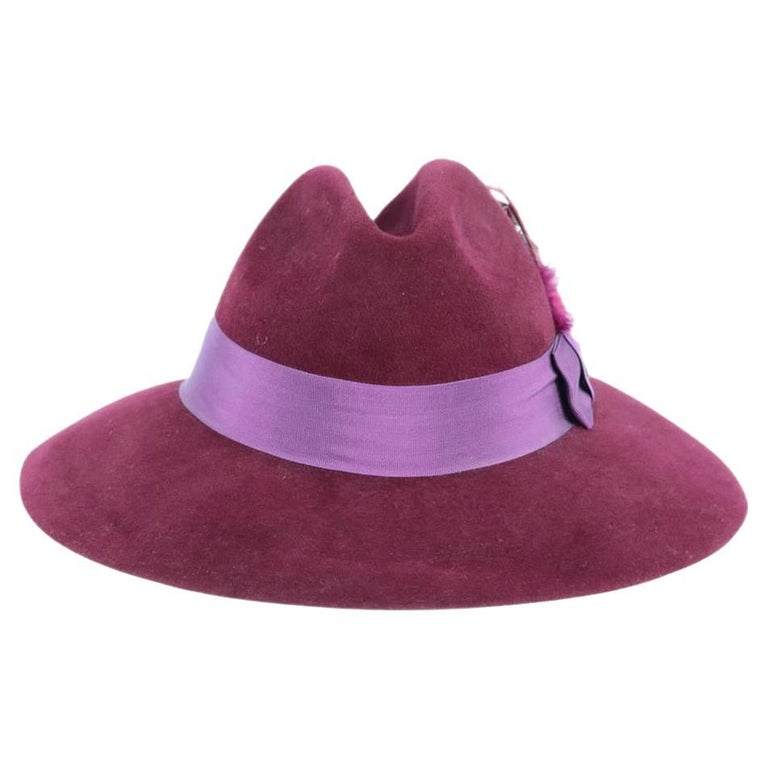 Gucci Grosgrain Trimmed Rabbit Felt Fedora Medium For Sale at 1stDibs