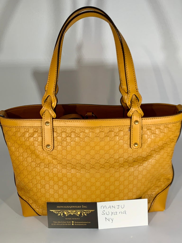Gucci Guccissima Leather Small Yellow/ Mustard Tote, With Pouch Like ...
