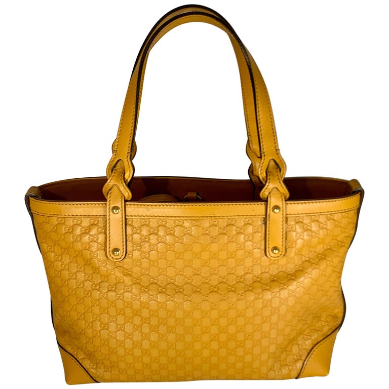 Gucci Guccissima Leather Small Yellow/ Mustard Tote, With Pouch Like ...