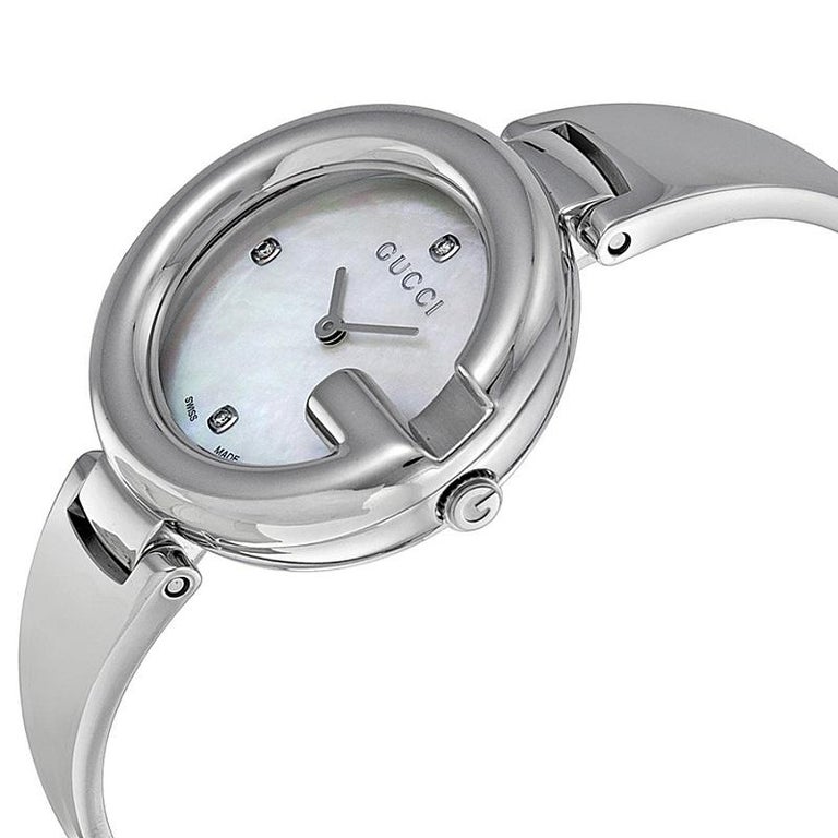 Gucci Guccissima Mother of Pearl Diamond Dial Ladies Watch YA134303 For ...