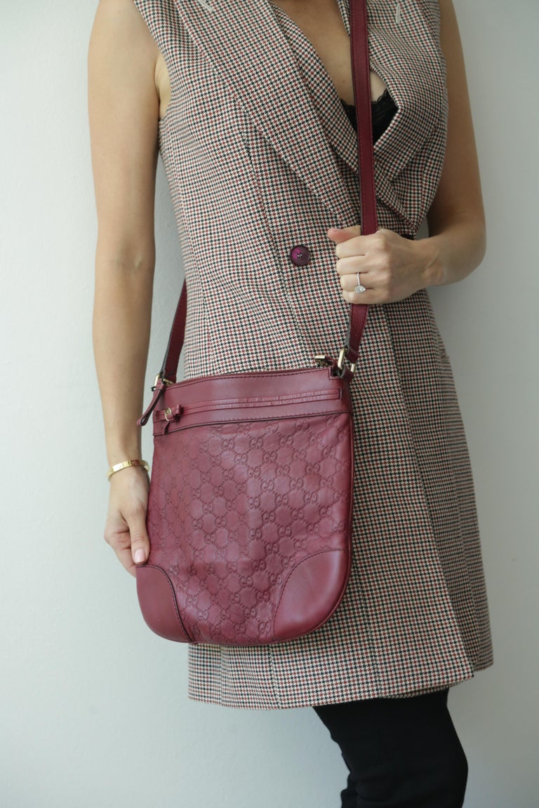Gucci Guccissima Vintage Monogram Red Leather Crossbody Bag at 1stDibs