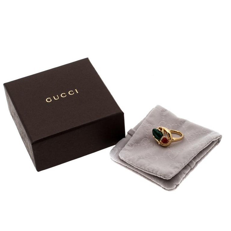 Gucci Horsebit Beetle Malachite Coral Cocktail Ring For Sale at 1stDibs ...