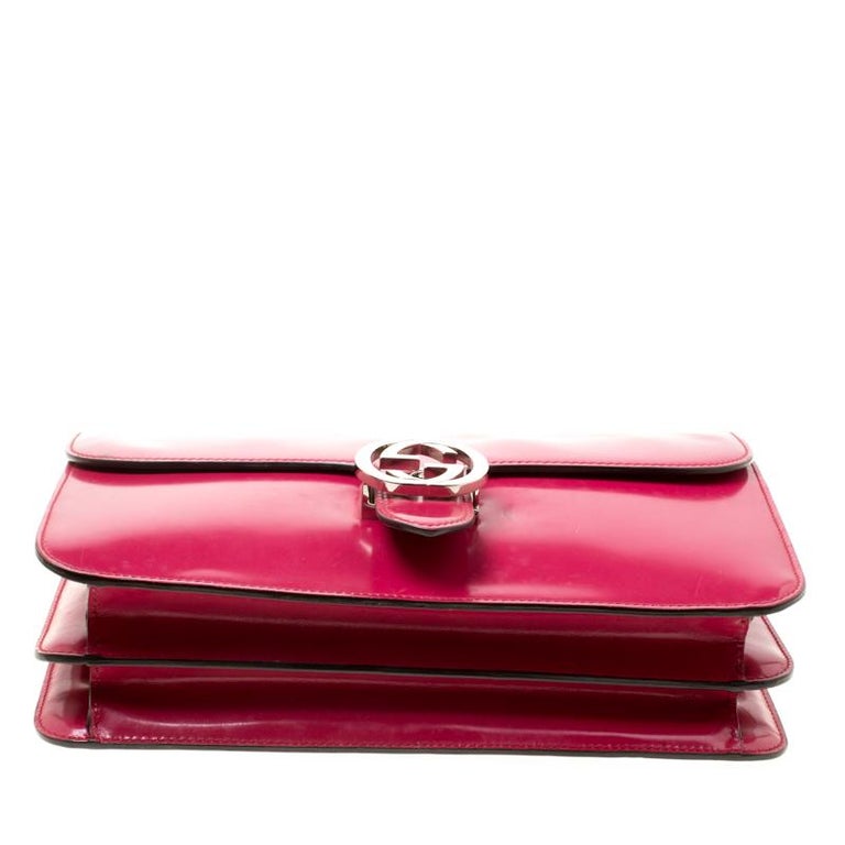 Gucci Hot Pink Patent Leather GG Interlocking Shoulder Bag at 1stDibs
