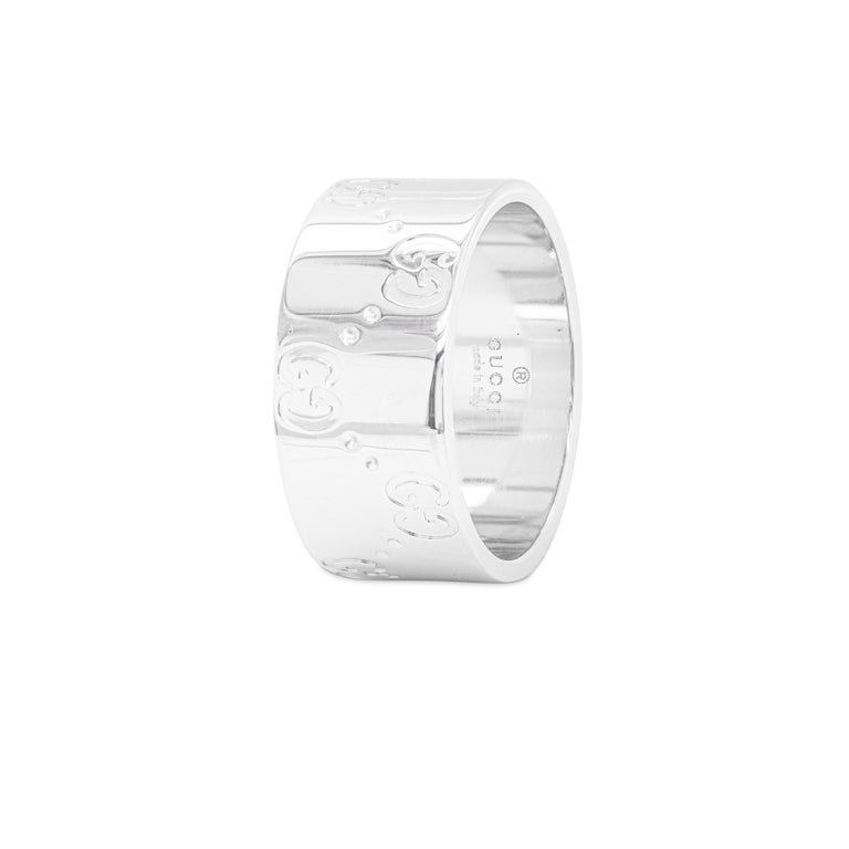 Gucci 'Icon' 18 Carat White Gold Wide Band Ring For Sale at 1stDibs