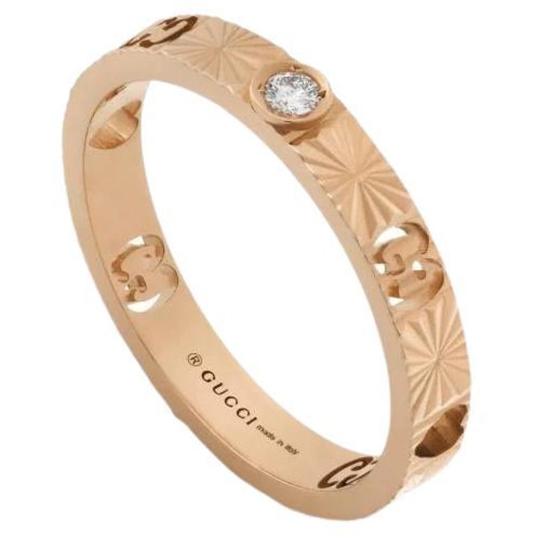 Gucci Icon 18 Carat Rose Gold Diamond Heart Band Ring YBC727892001 For ...