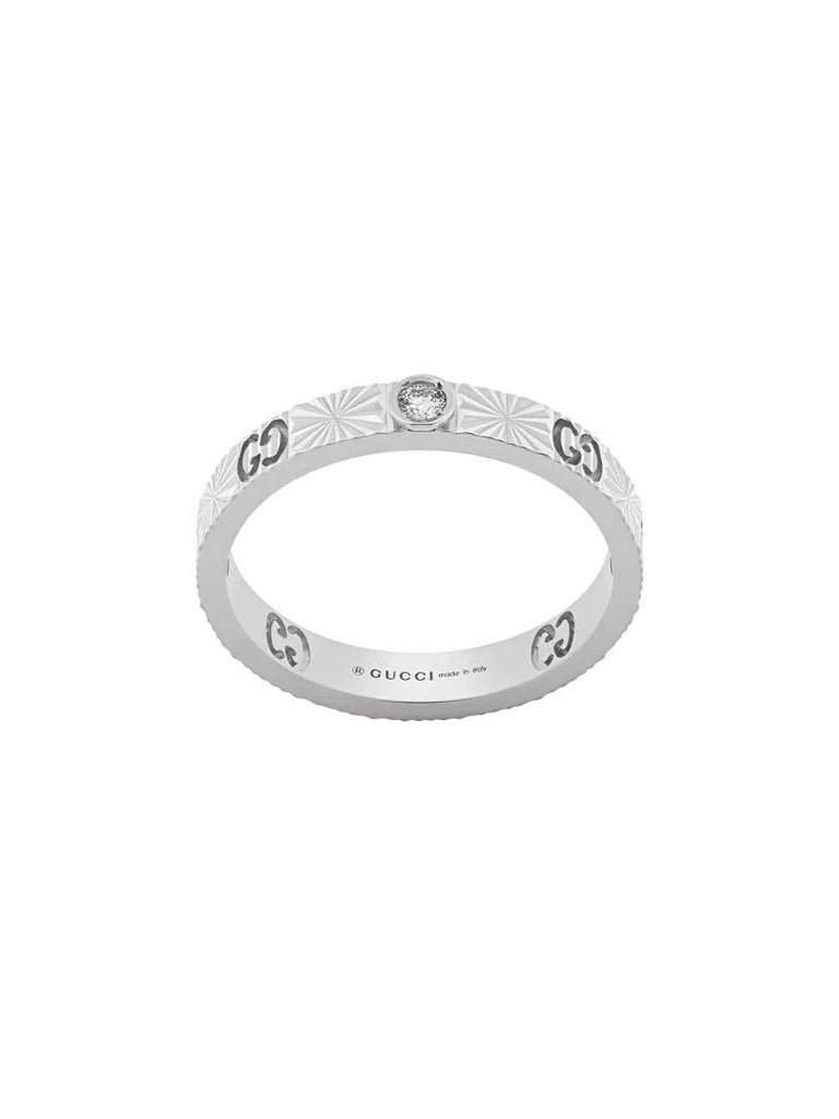 Gucci Icon 18 Carat White Gold Diamond Heart Band Ring YBC727892003 For ...