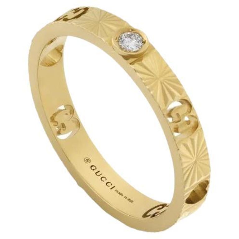 Gucci Icon 18 Carat Yellow Gold Diamond Heart Band Ring YBC727892002 ...