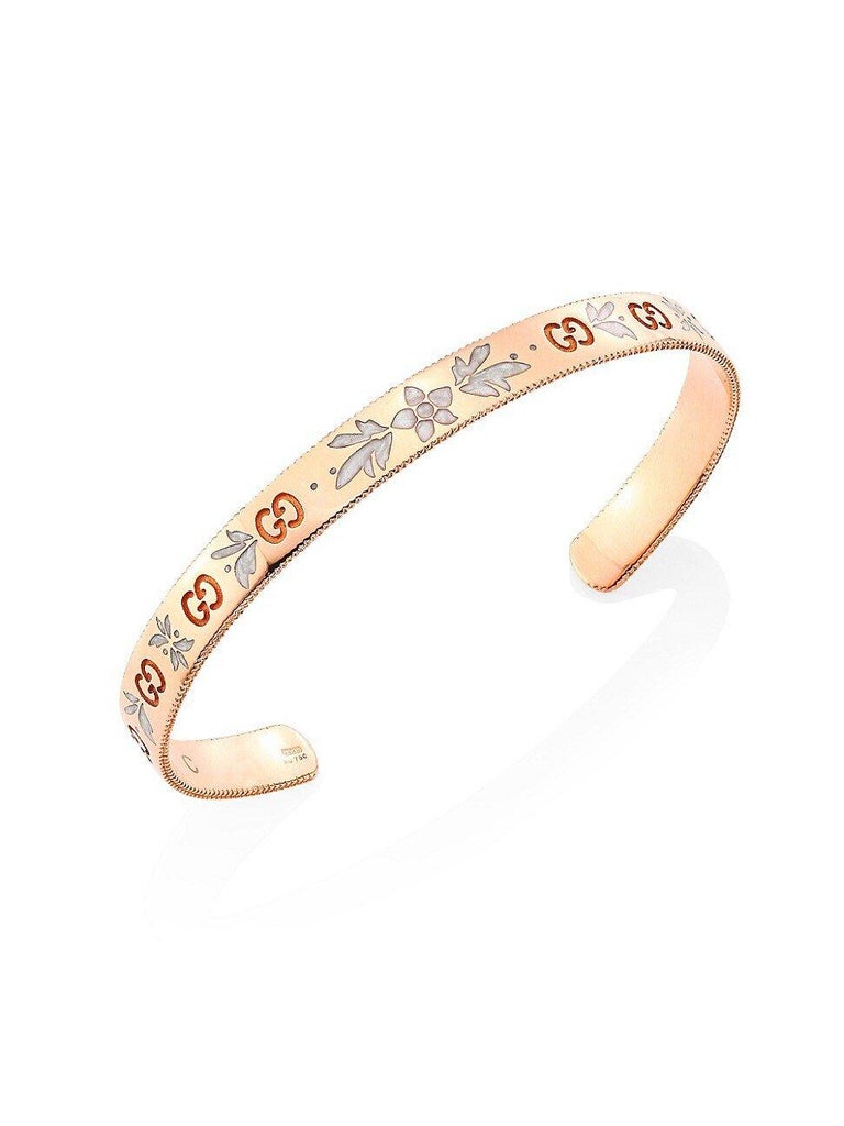 Gucci Icon Blossom Rose Gold Cuff Bangle For Sale at 1stDibs