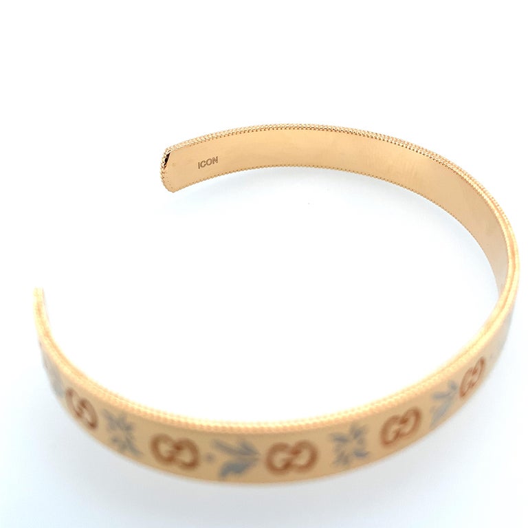 Gucci Icon Blossom Rose Gold Cuff Bangle For Sale at 1stDibs