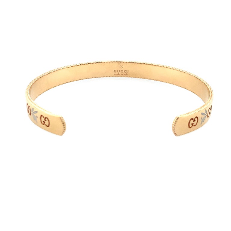 Gucci Icon Blossom Rose Gold Cuff Bangle For Sale at 1stDibs