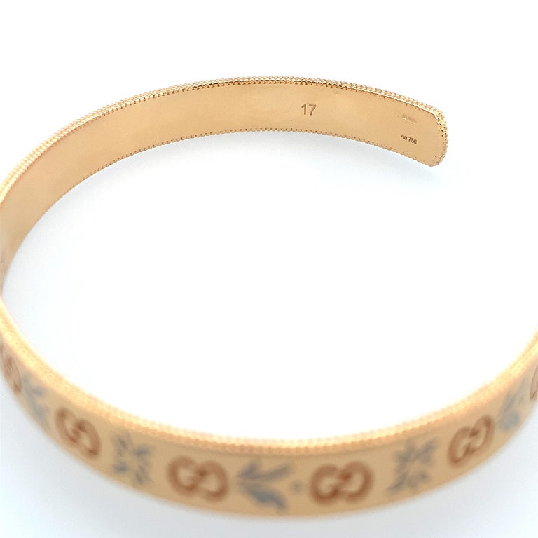 Gucci Icon Blossom Rose Gold Cuff Bangle For Sale at 1stDibs