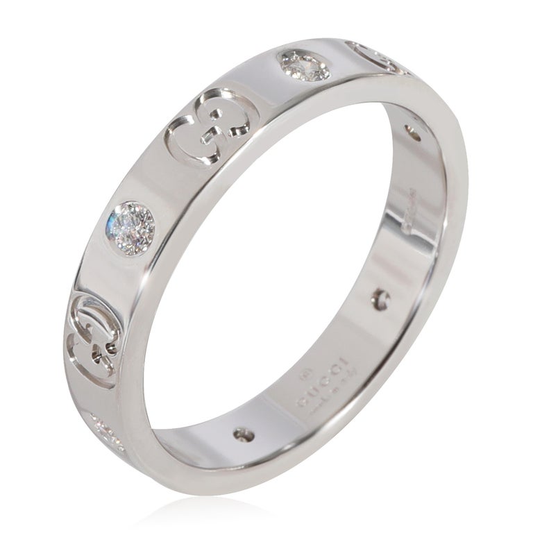 Gucci Icon Diamond Thin Ring in 18K White Gold 0.15 CTW For Sale at 1stDibs