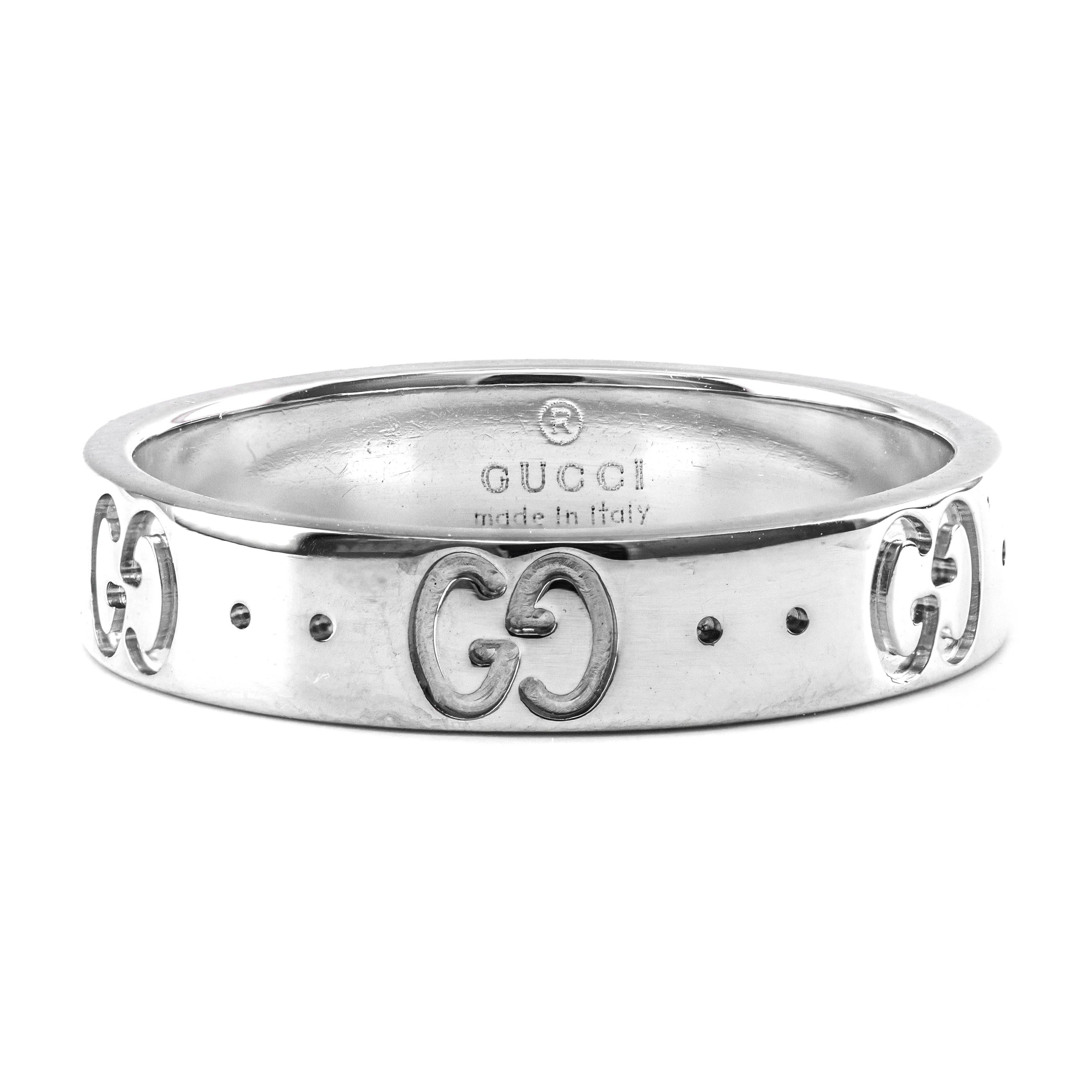 Gucci Icon Logo White Gold Ring For Sale at 1stDibs | gucci white and ...