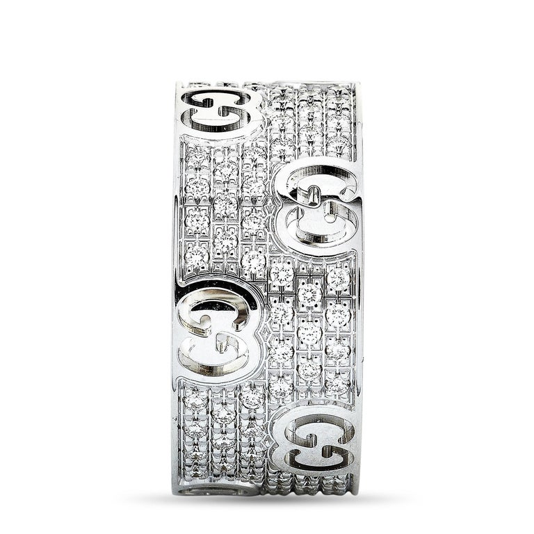 Gucci Icon Stardust 18 Karat White Gold Diamond Band Ring at 1stDibs