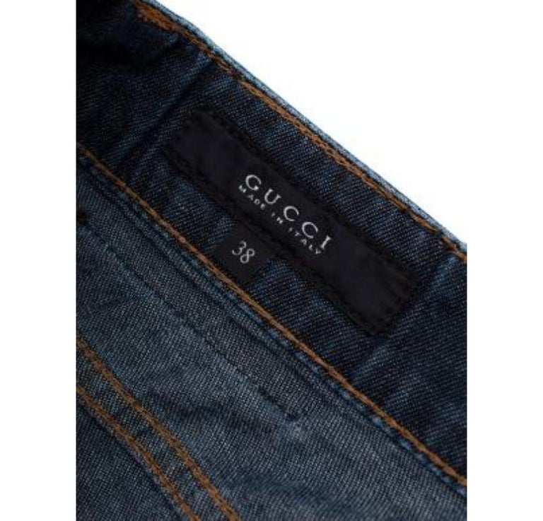 Gucci Indigo Cuff Stripe Jeans For Sale at 1stDibs