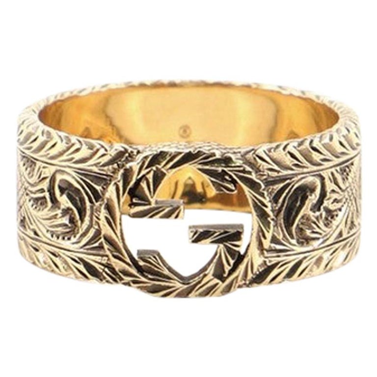 Gucci Interlocking G Arabesque Ring 18 Karat Yellow Gold Wide at 1stDibs