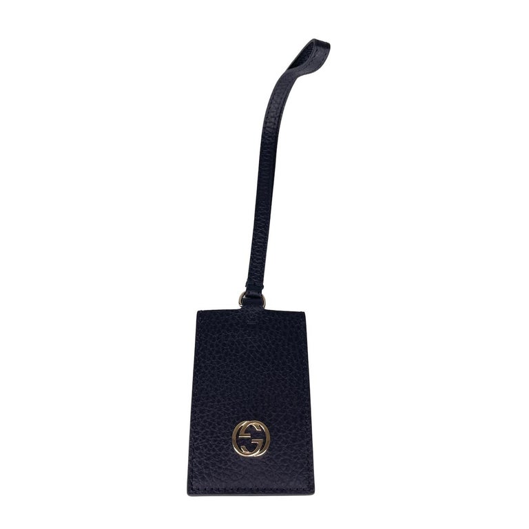 Gucci Interlocking G Leather Luggage Tag Black at 1stDibs