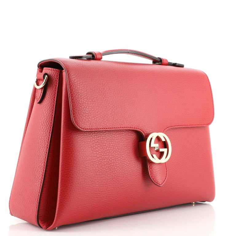 Gucci Interlocking Top Handle Bag (Outlet) Leather Medium For Sale at ...