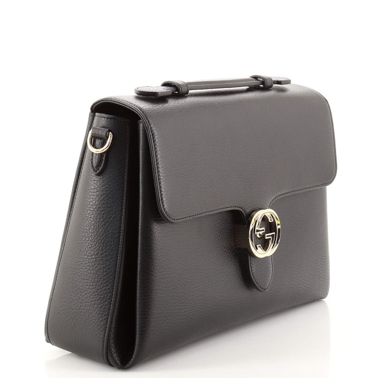 Gucci Interlocking Top Handle Bag (Outlet) Leather Medium at 1stDibs