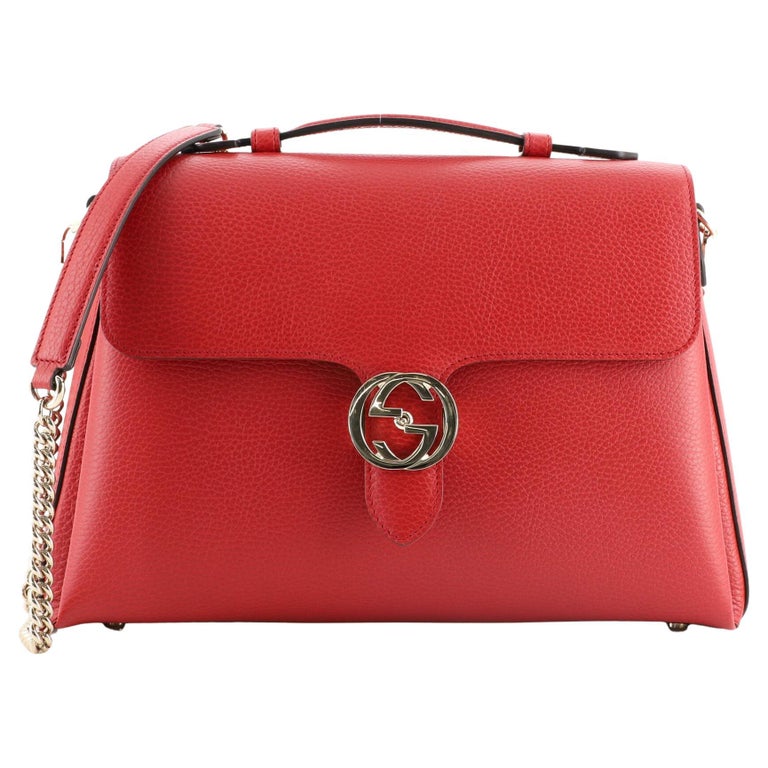 Gucci Interlocking Top Handle Bag (Outlet) Leather Medium For Sale at ...