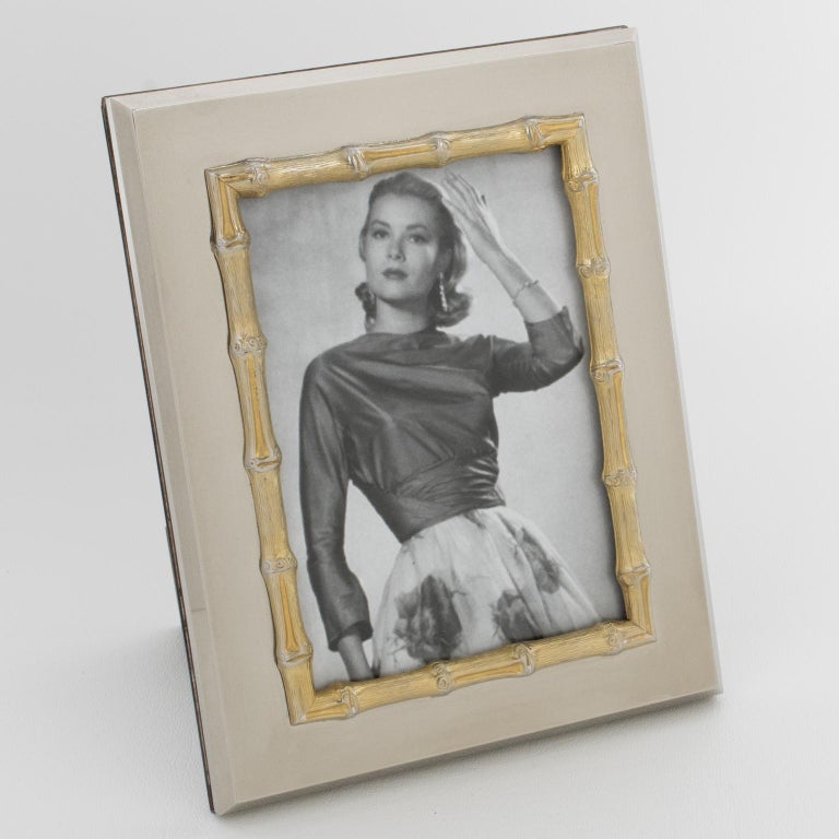 Gucci Italy Chrome and Gold Plate Picture Frame Bamboo Design For Sale ...