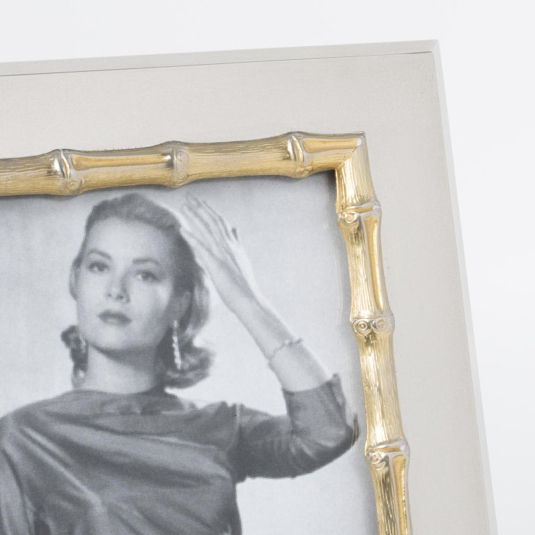 Gucci Italy Chrome and Gold Plate Picture Frame Bamboo Design For Sale ...
