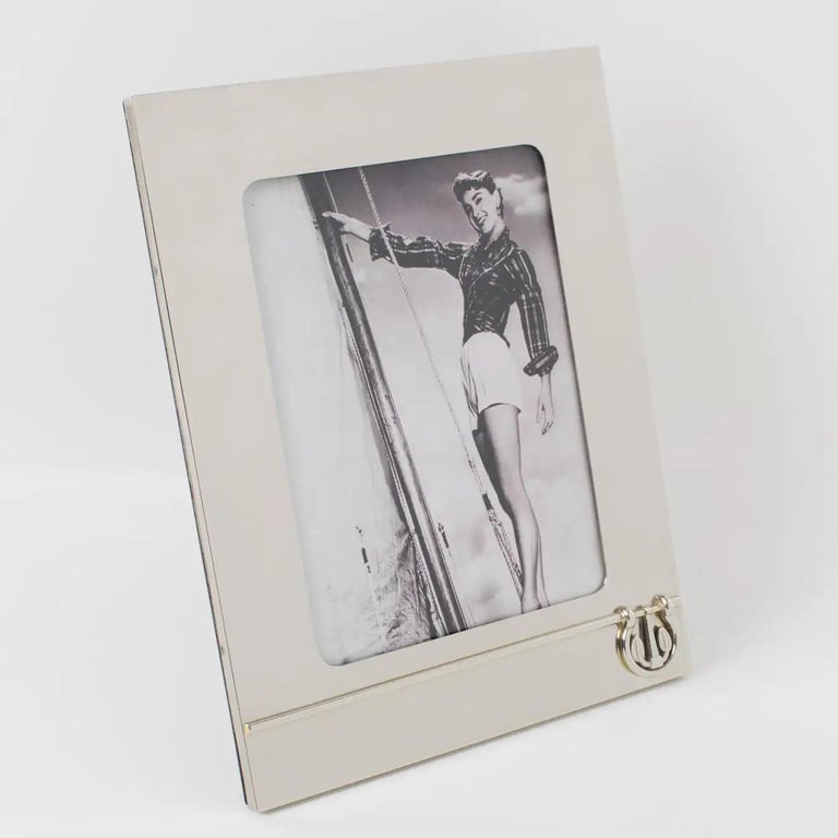 Gucci Italy Chrome Picture Frame with Nautical Design For Sale at 1stDibs