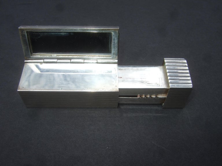 Gucci Italy Rare Sterling Silver Sleek Lipstick Vanity Mirror Case c ...