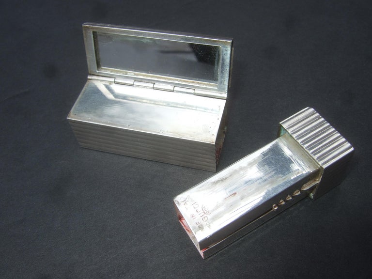 Gucci Italy Rare Sterling Silver Sleek Lipstick Vanity Mirror Case c ...