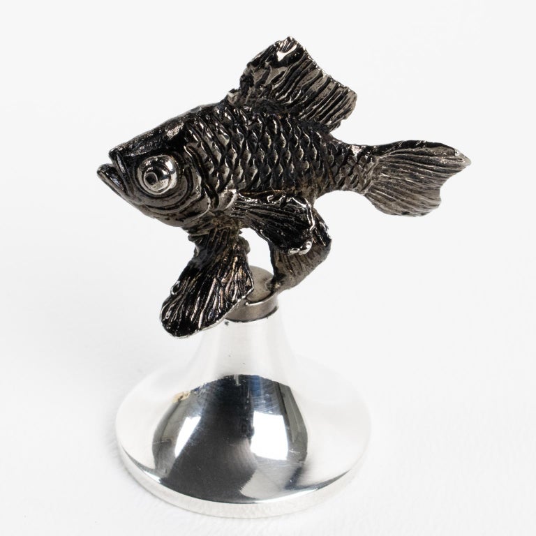 Gucci Italy Silver-plate and Black Metal Fish Place Card Holders, six ...