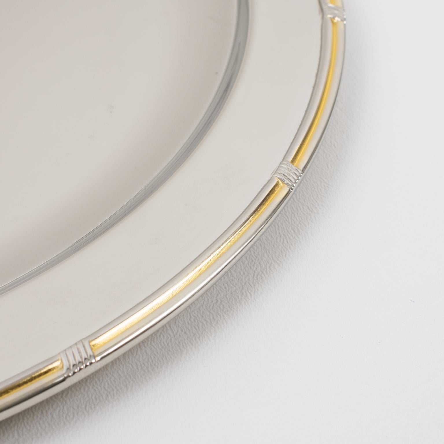 Gucci Italy Silver Plate and Gold Plated Decor Barware Serving Tray For ...