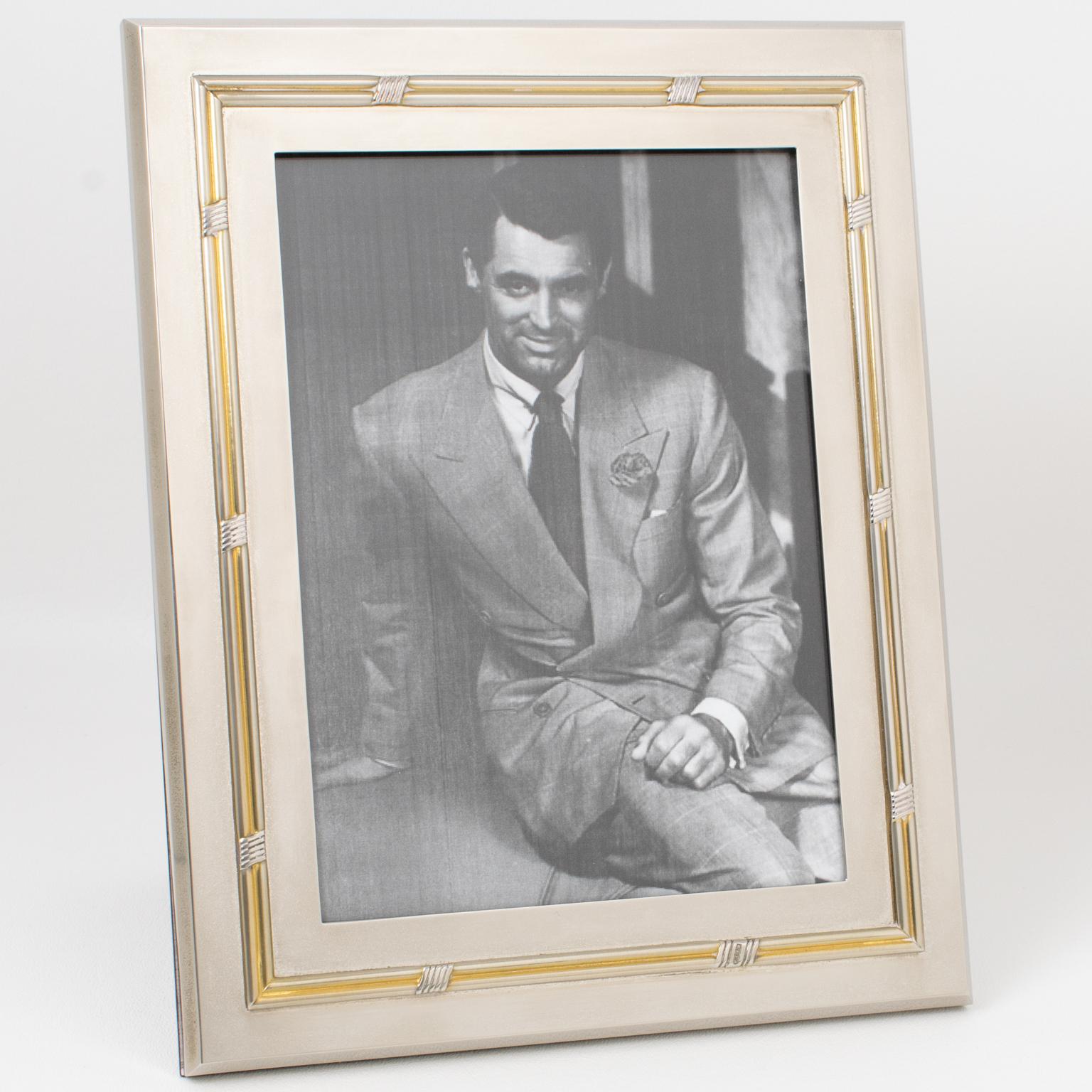 Gucci Italy Silver Plate Picture Frame with Gold Plate Rope Decor For ...