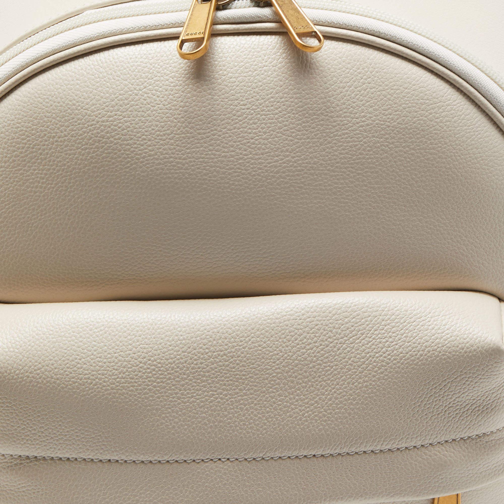Gucci Ivory Leather Logo Day Backpack For Sale at 1stDibs
