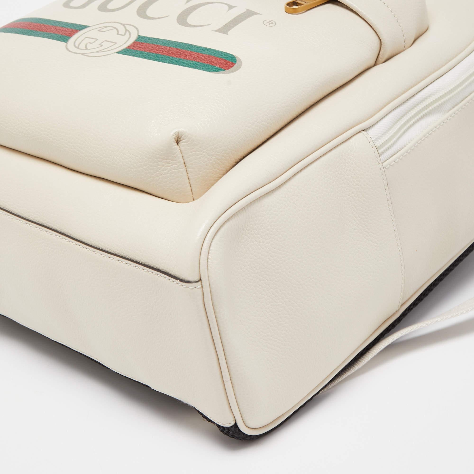 Gucci Ivory Leather Logo Day Backpack For Sale at 1stDibs