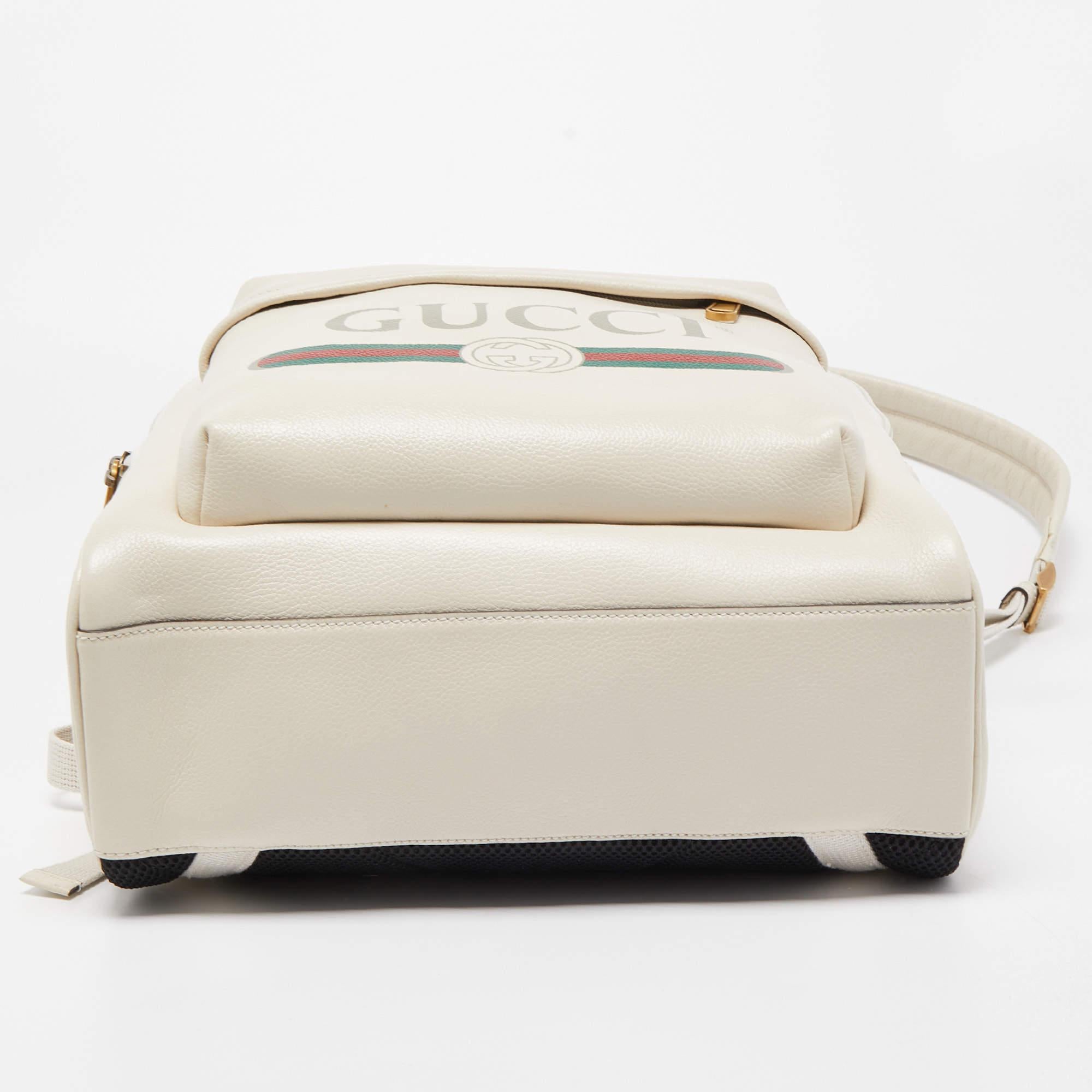 Gucci Ivory Leather Logo Day Backpack For Sale at 1stDibs