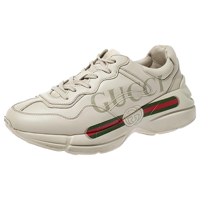 Gucci Ivory Leather Rhyton Vintage Logo Platform Sneakers Size 40 For ...