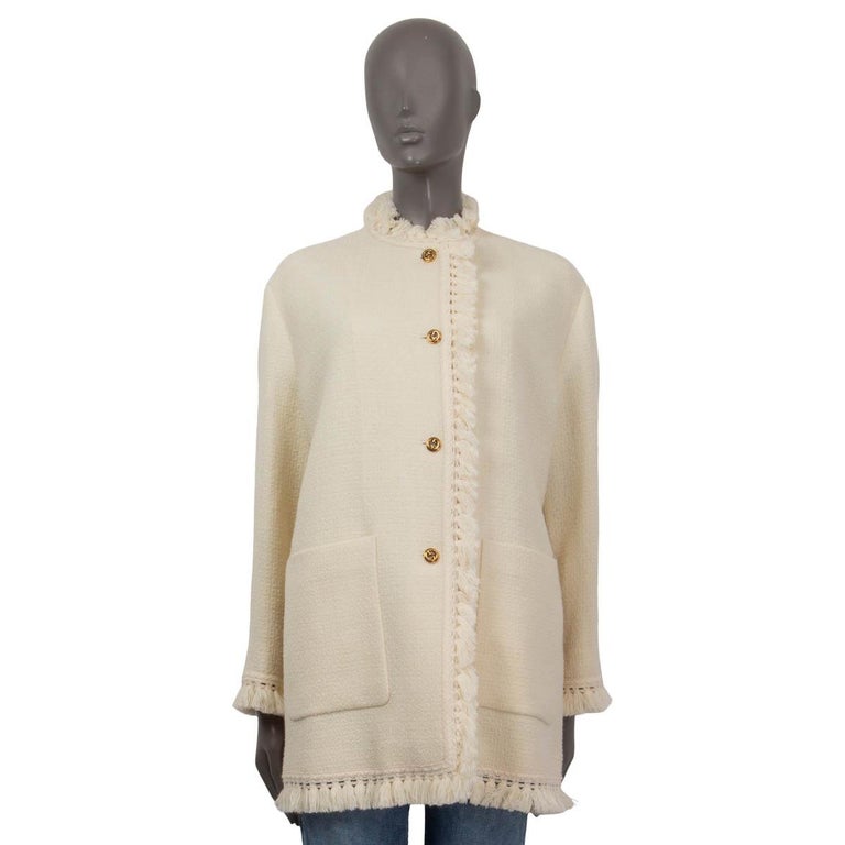 GUCCI ivory wool 2021 BOUCLE EPILOGUE Jacket 44 L at 1stDibs