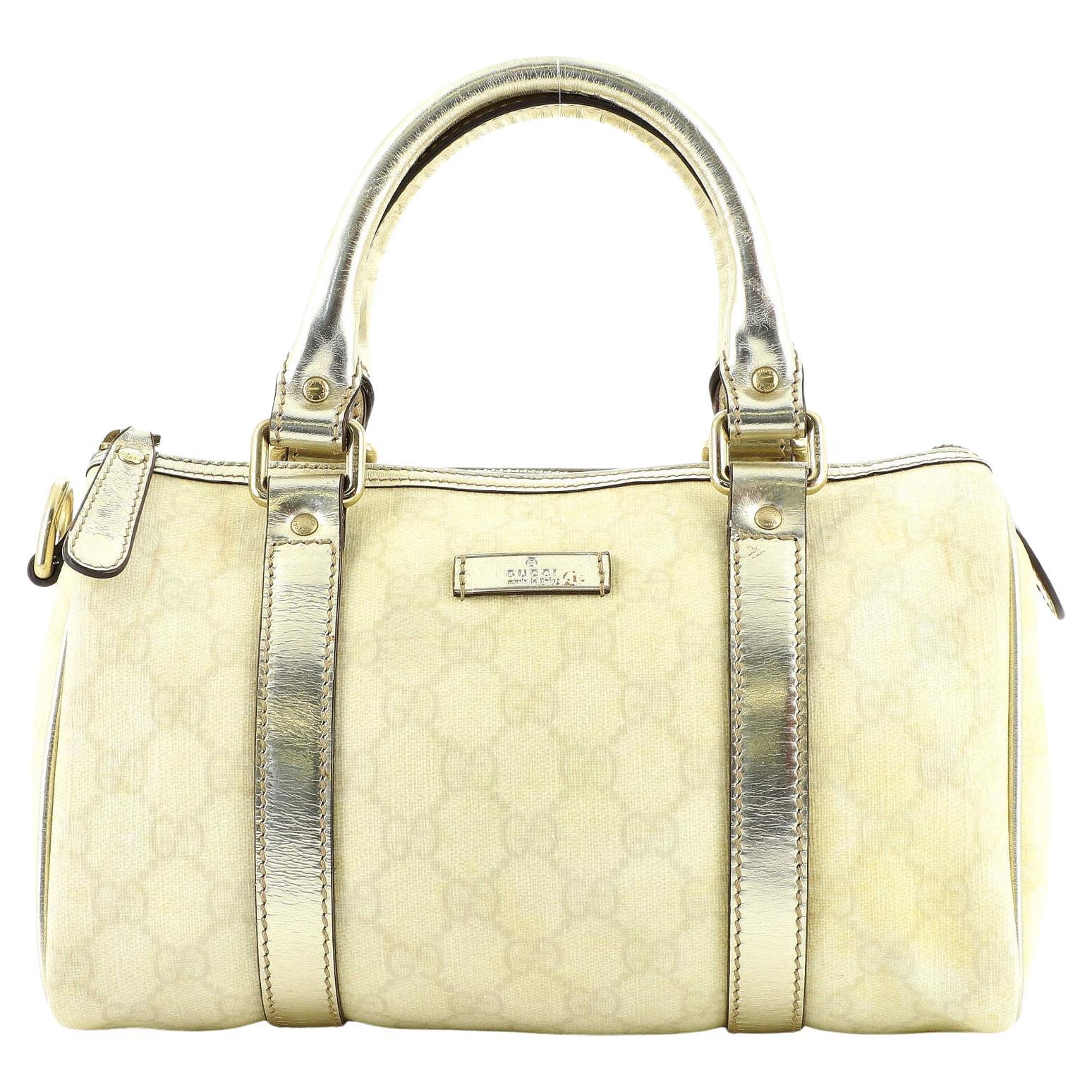 Gucci Beige Canvas Boston Bag Handbag with Striped Detail For Sale at ...