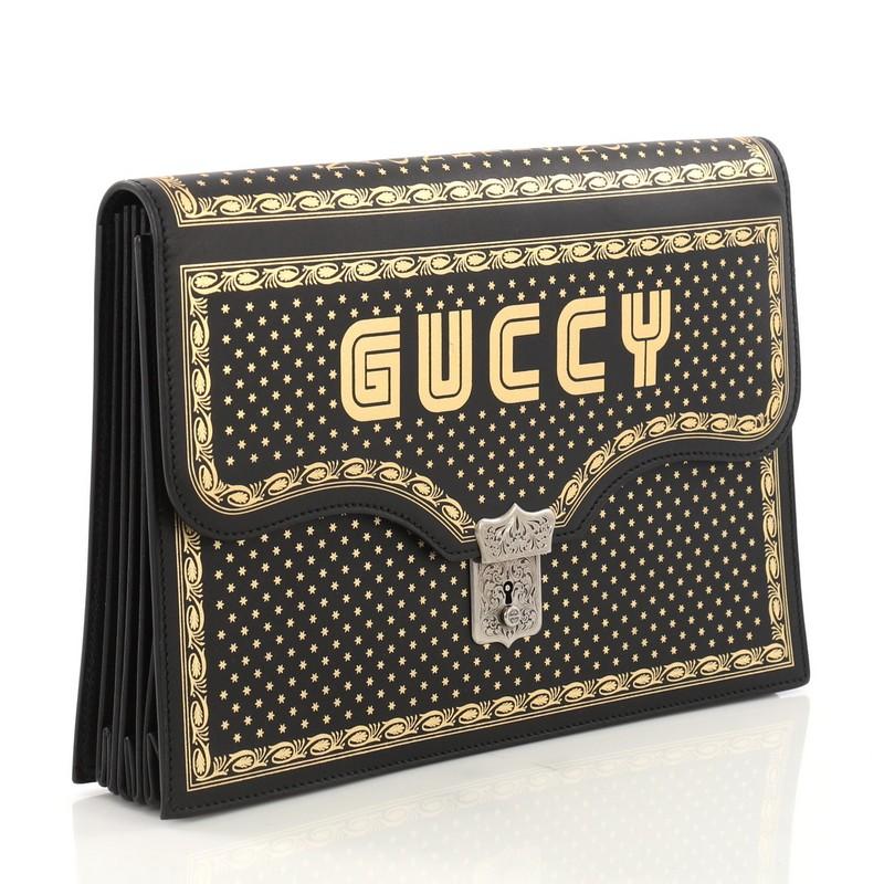 Gucci Key Lock Flap Portfolio Limited Edition Printed Leather at 1stDibs