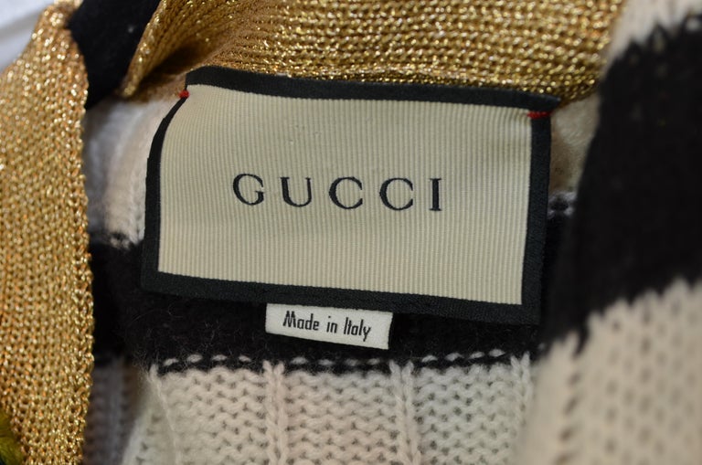 Gucci Knit Cardigan Sweater with Floral Embroidery at 1stDibs