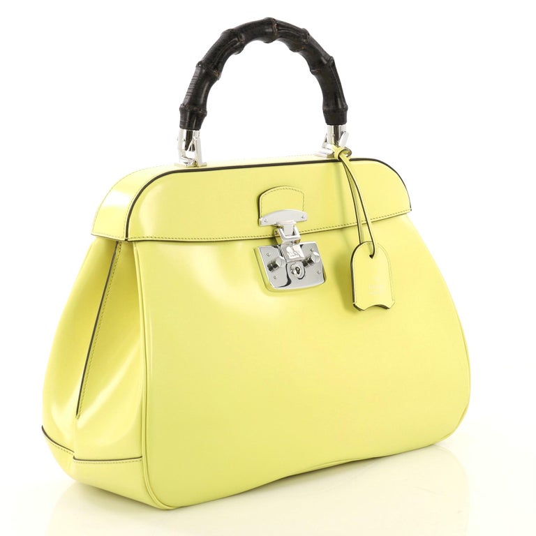 Gucci Lady Lock Bamboo Top Handle Bag Leather Large at 1stDibs