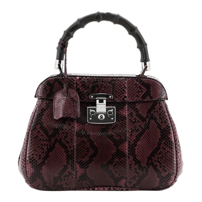 Gucci Lady Lock Bamboo Top Handle Bag Python Medium at 1stDibs | gucci lady lock top handle bag