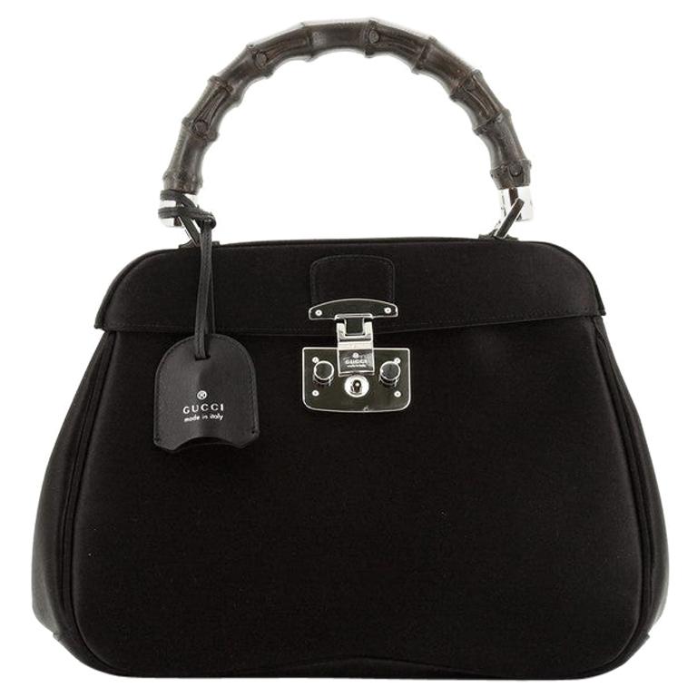 Gucci Lady Lock Bamboo Top Handle Bag Satin Medium at 1stDibs