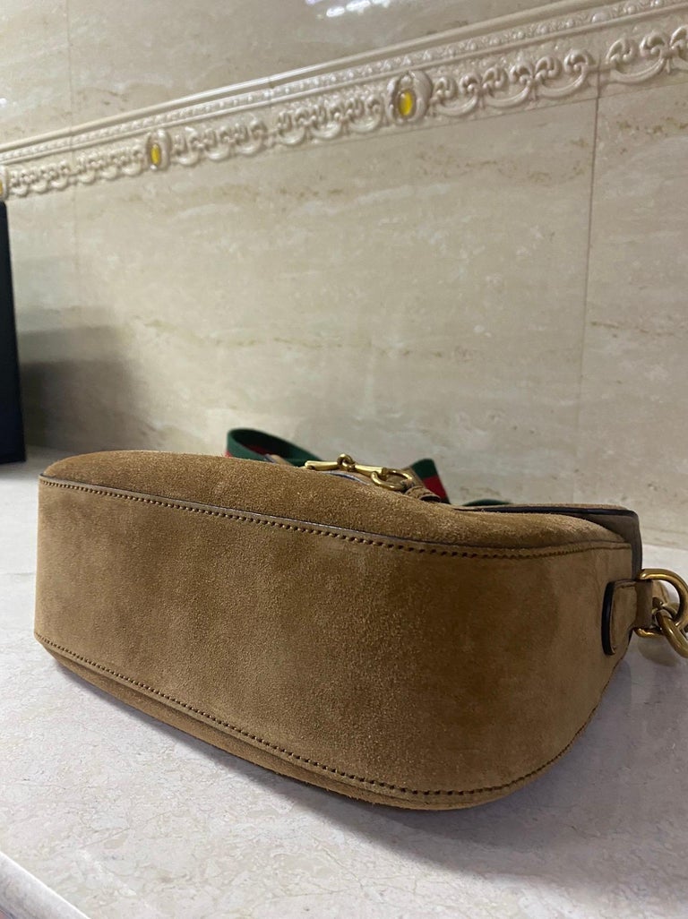 GUCCI Lady Web Medium Suede Shoulder Bag For Sale at 1stDibs | gucci ...