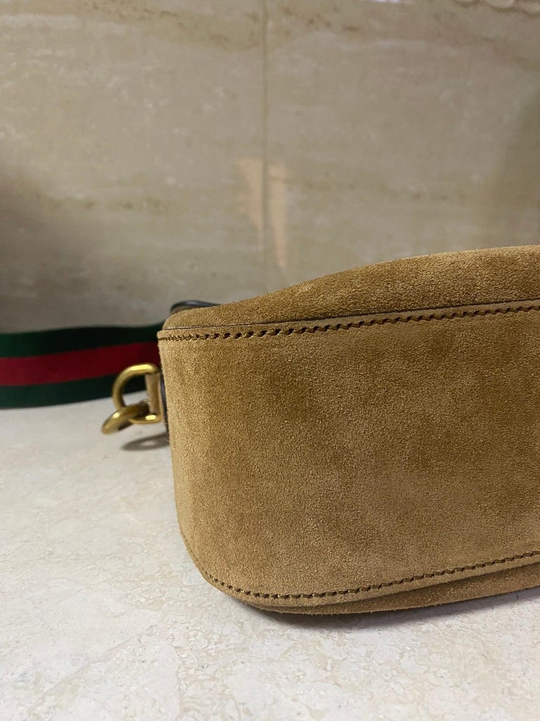 GUCCI Lady Web Medium Suede Shoulder Bag For Sale at 1stDibs | gucci ...